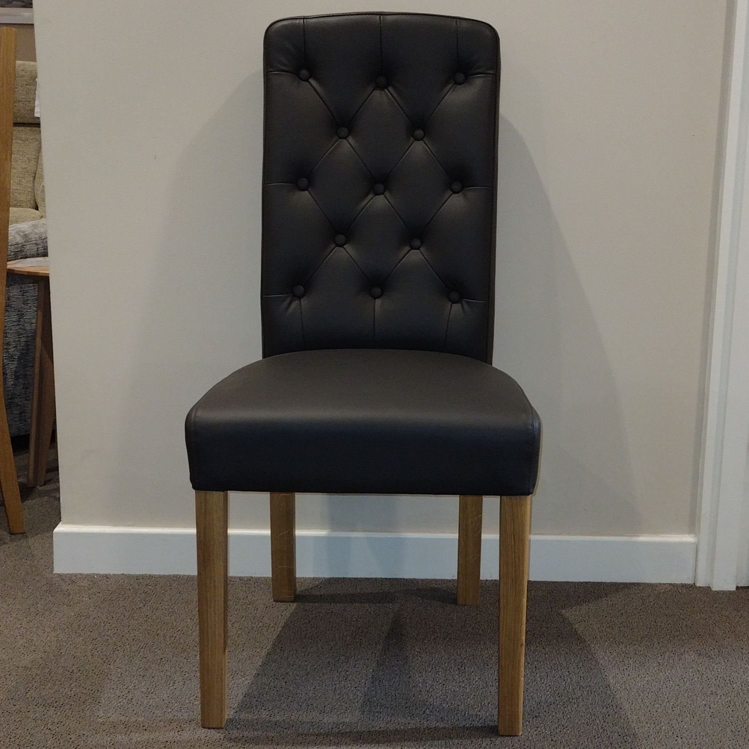 LAMONT Button Dining Chair (in leather) - Queenstreet Carpets & Furnishings